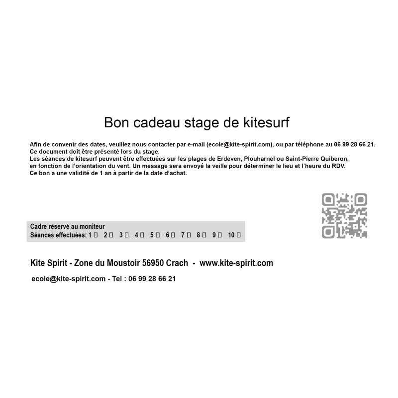 bon cadeau stage de kitesurf (Juillet - Aout)